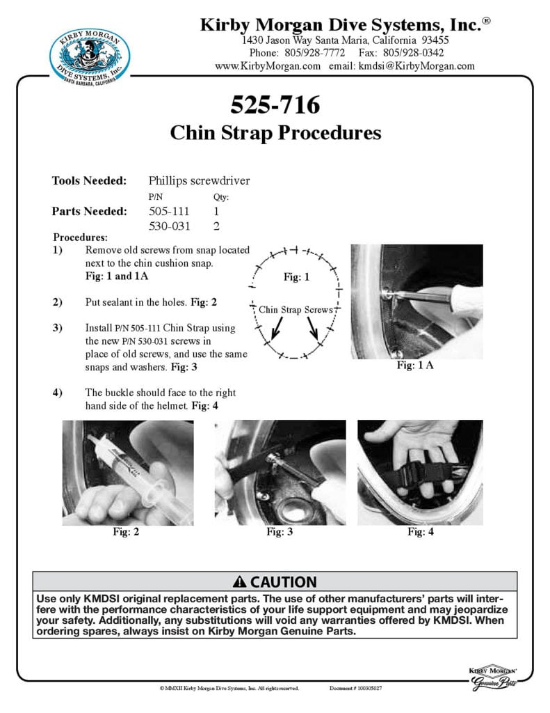 Kirby Morgan ® P/N 525-716 Chin Strap Assembly Kit - Dive Commercial ...